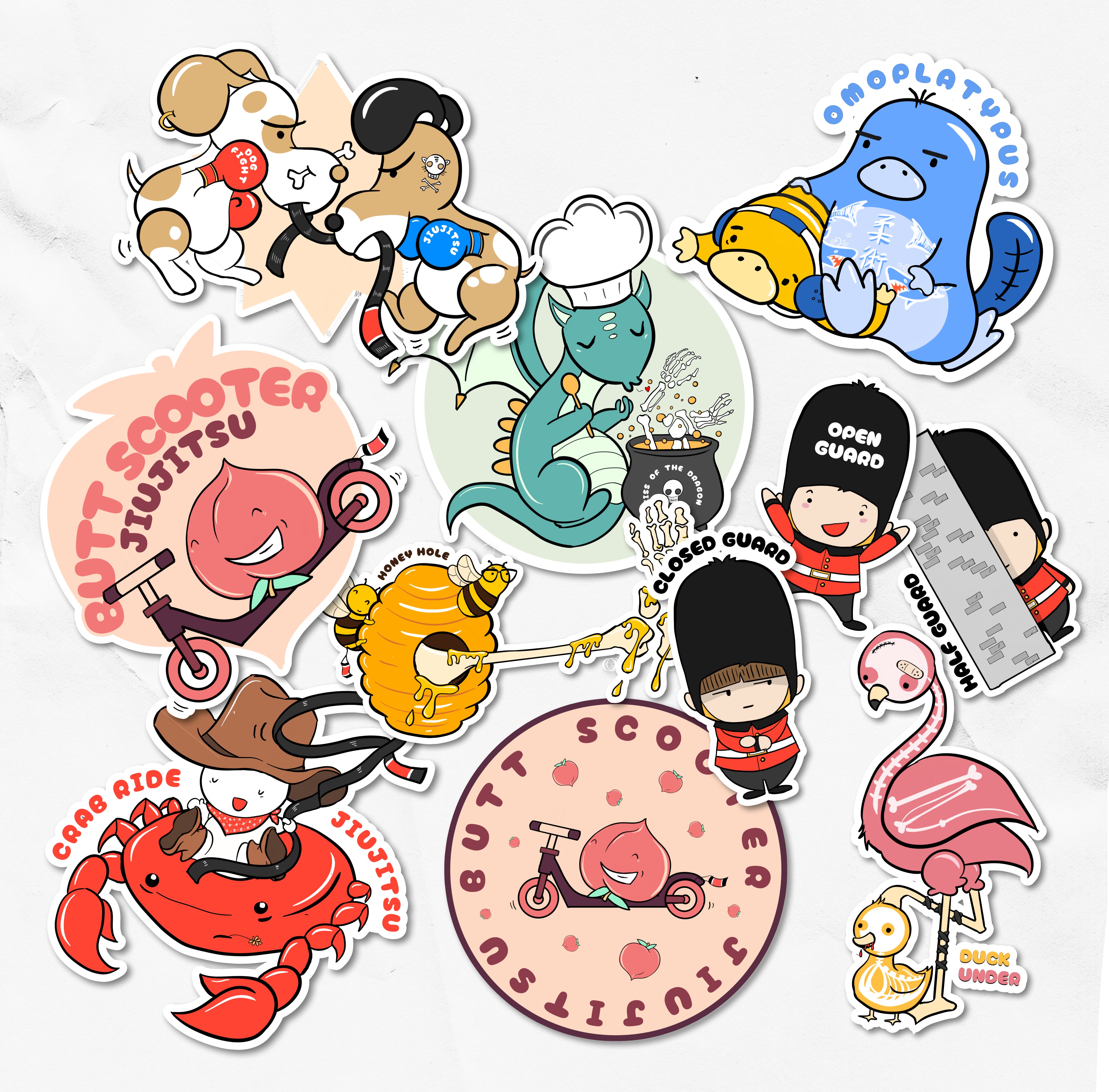Jiu-Jitsu Stickers – Funny, Cute & BJJ-Themed Vinyl Designs – Butt ...